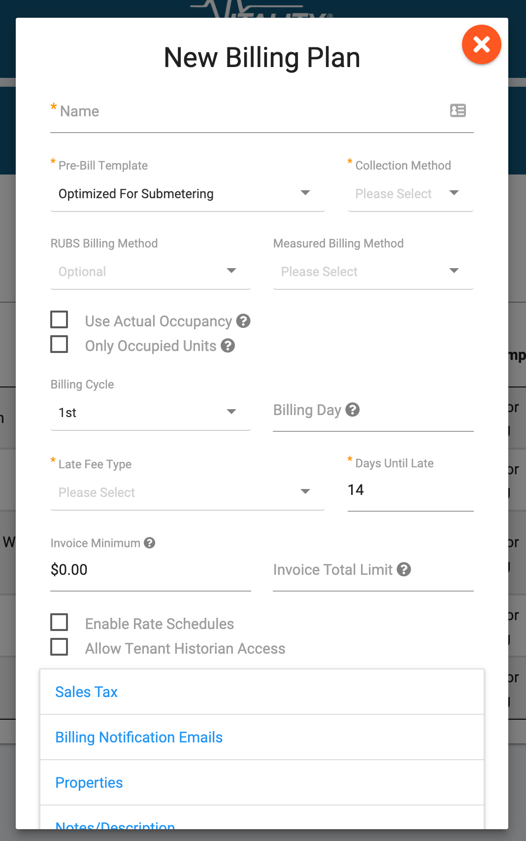 Creating A Billing Plan - Vitality